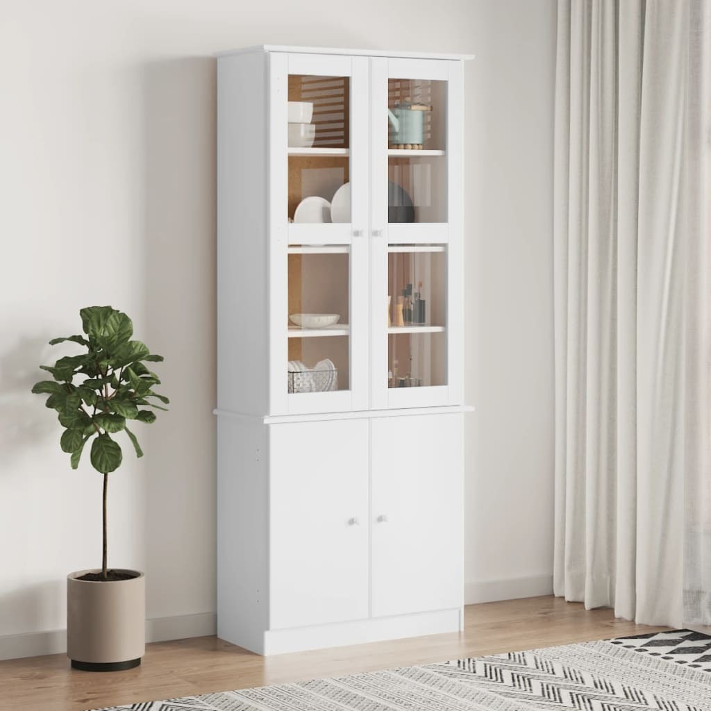 vidaXL Vitrinenschrank ALTA Weiß 77x35x186,5 cm Massivholz