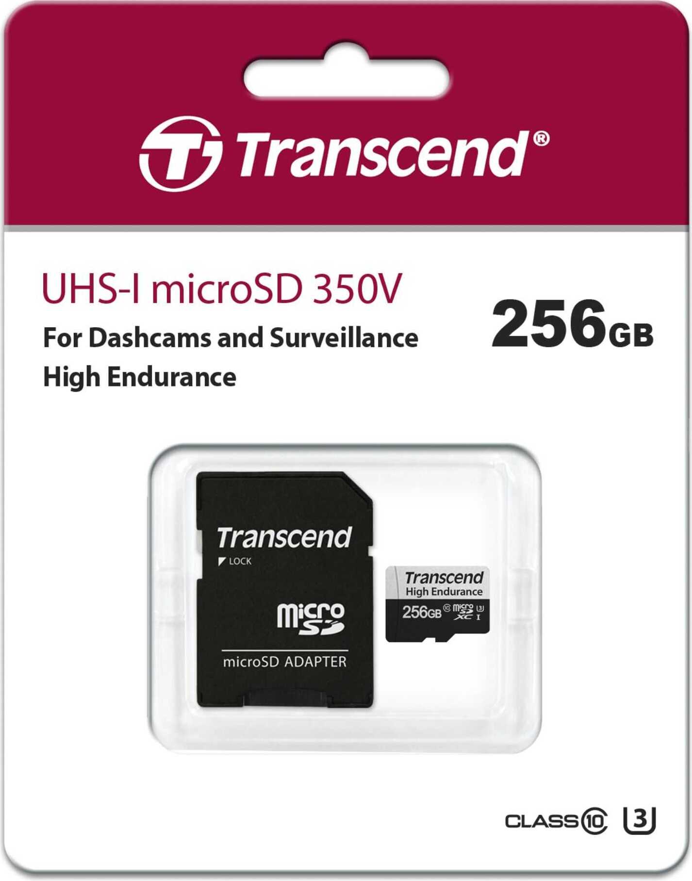 TRANSCEND USD350V 256GB microSD w/adp Karty pamięci