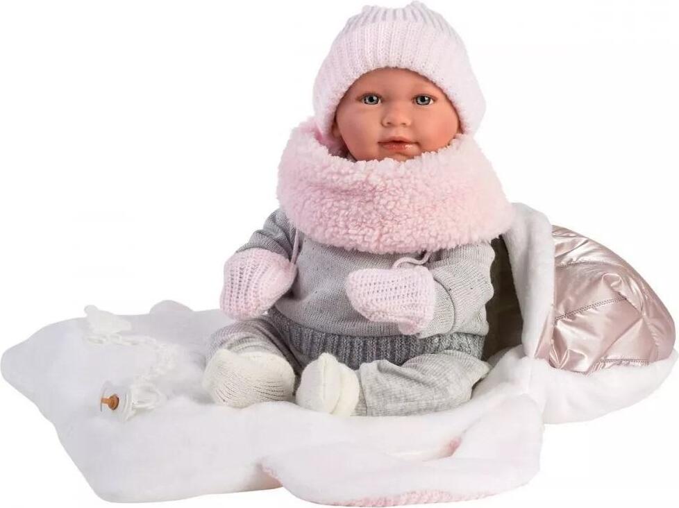 Llorens Poupée pleureuse Mimi rose avec porte-bébé et son