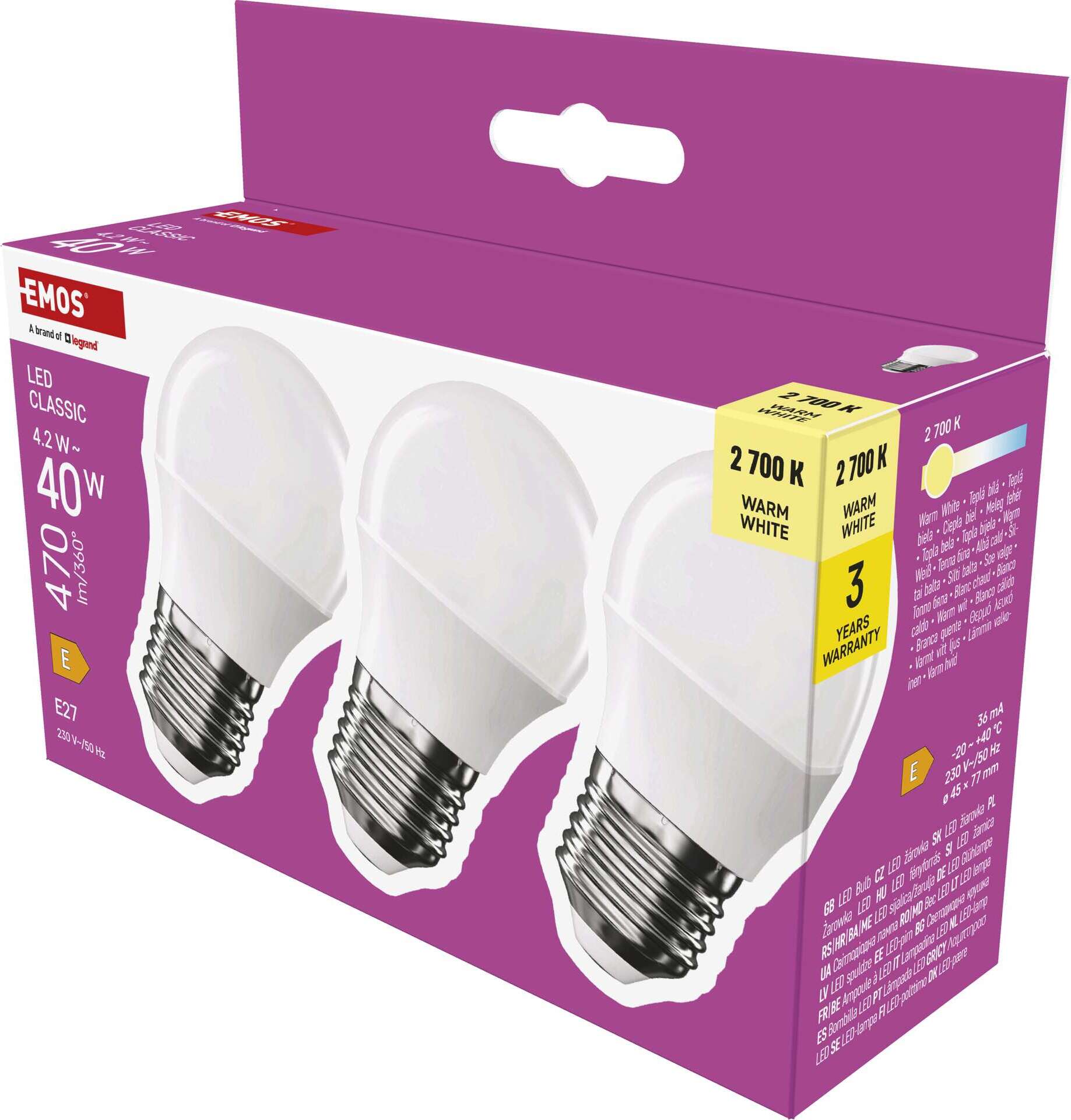 EMOS LED žiarovka Mini Globe 3-pack, 4,2W | Kaufland.sk