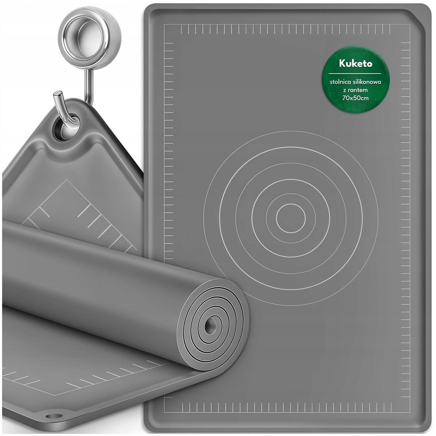 Kuketo | Silikon Teigmatte 70×50 cm Mit Hohem Rand – Große