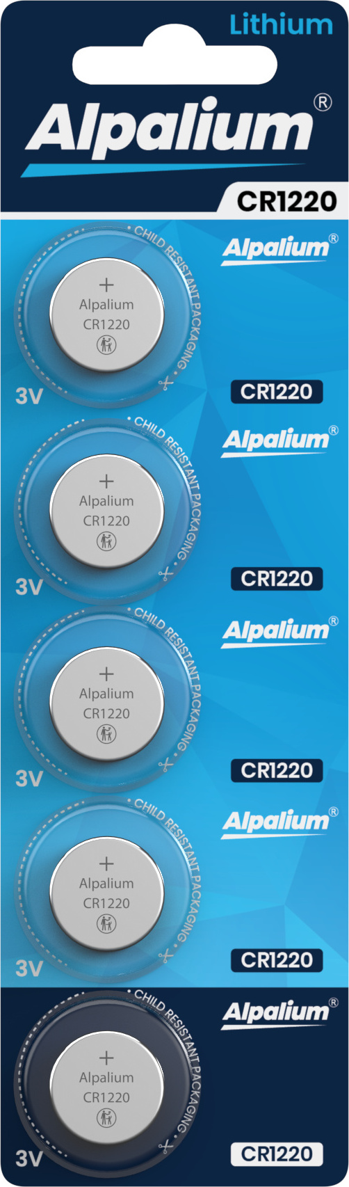 CR1220 Knopfzelle Batterie 5 Stück Alpalium Lithium
