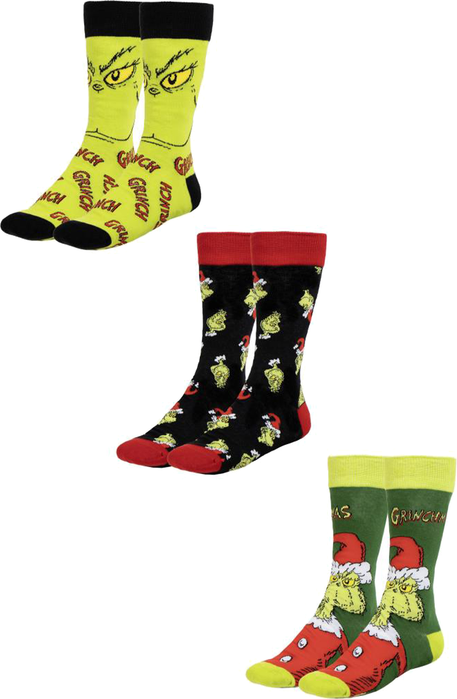 Grinch skarpetki 3-pak dorośli unisex jeden rozmiar 38-45