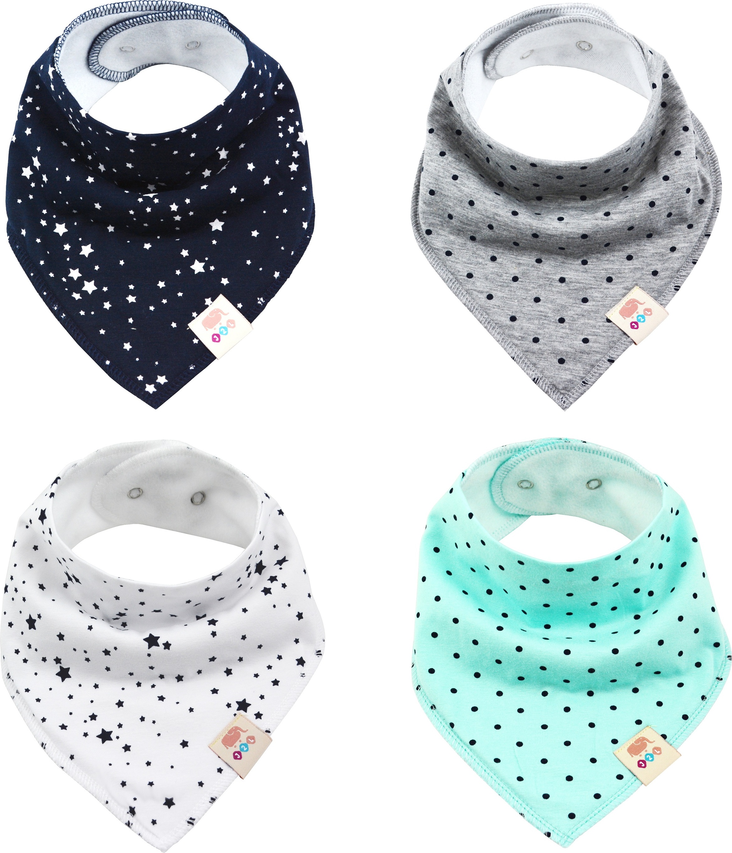 Set di 4 foulard triangolari: bavaglini per neonati,
