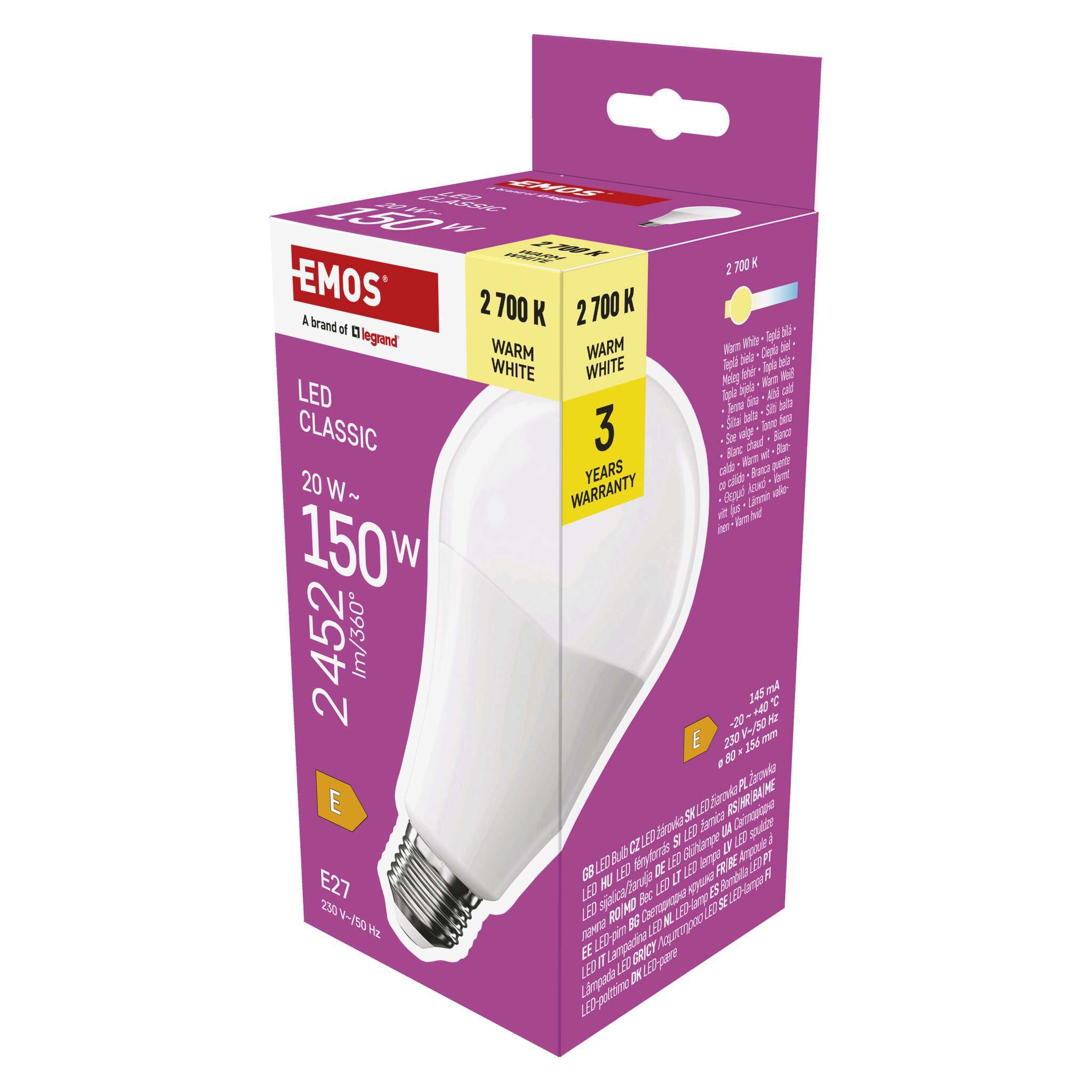 Emos Led Cls A80 20W(150W) 2452Lm E27 Ww LED