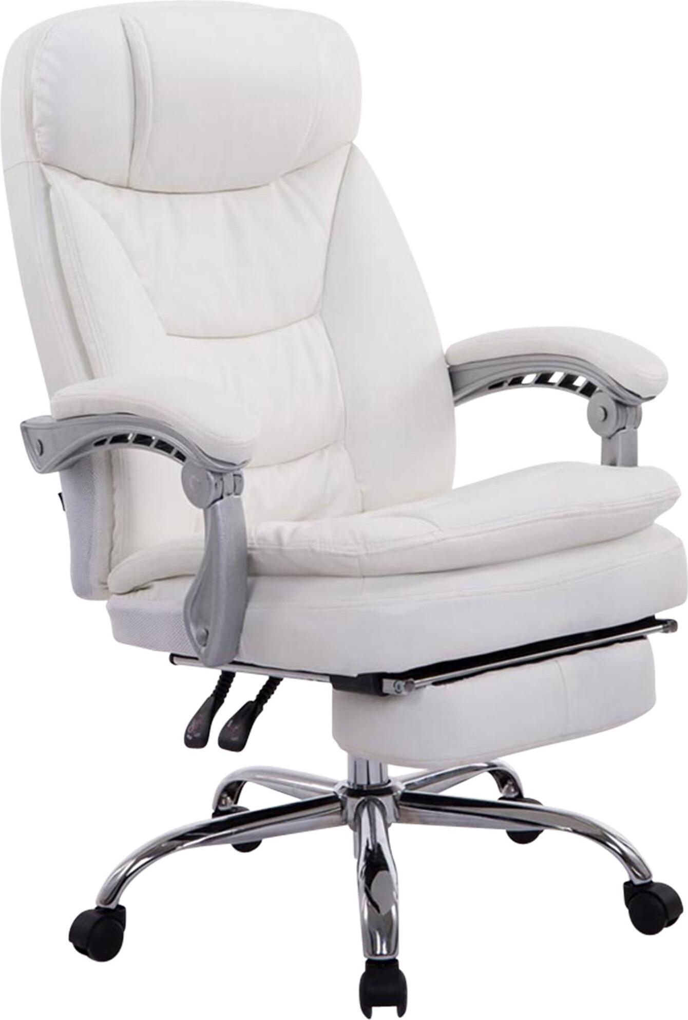 Krzesło biurowe CLP XL Troy z wysuwanym podnóżkiem, białe