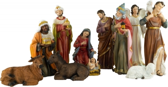 Bellissime figure del presepe dipinte a mano, 12 pezzi,