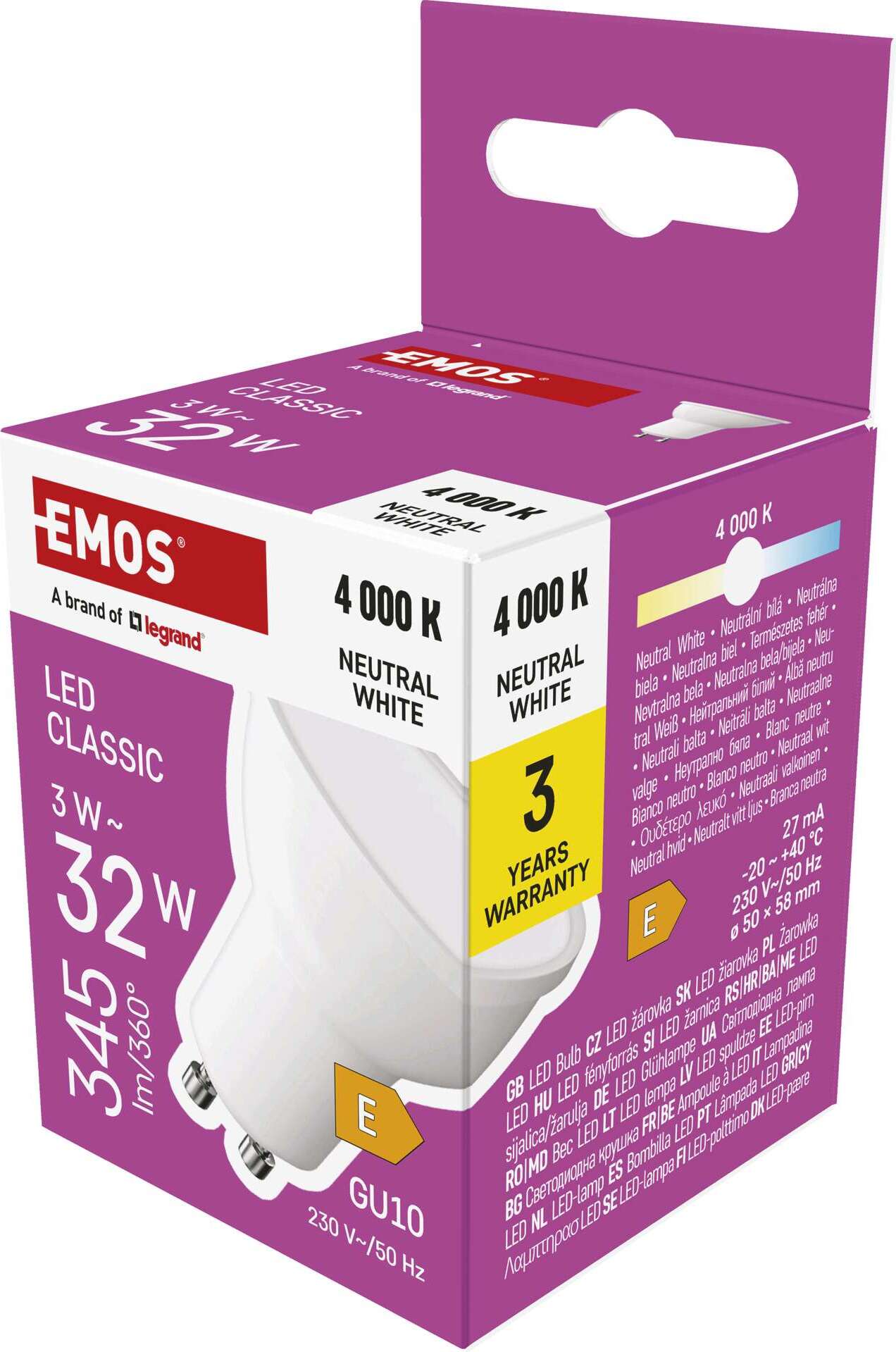 EMOS Lampada LED spot, MR16 con base GU10, 3W in