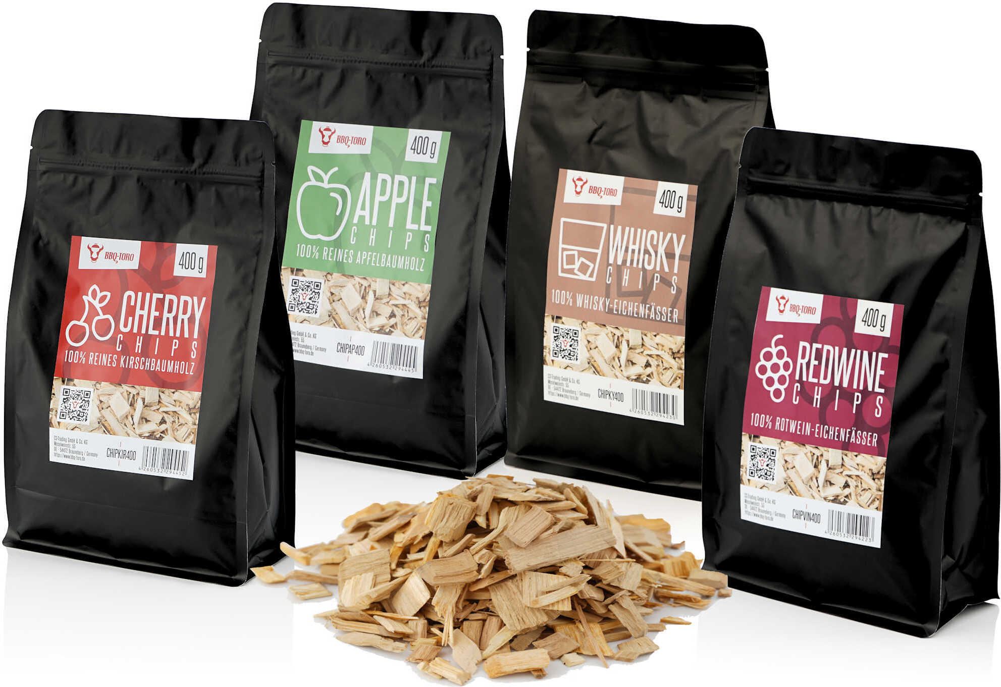 BBQ-Toro Smoker Chips Set | 4 tipi di chips per