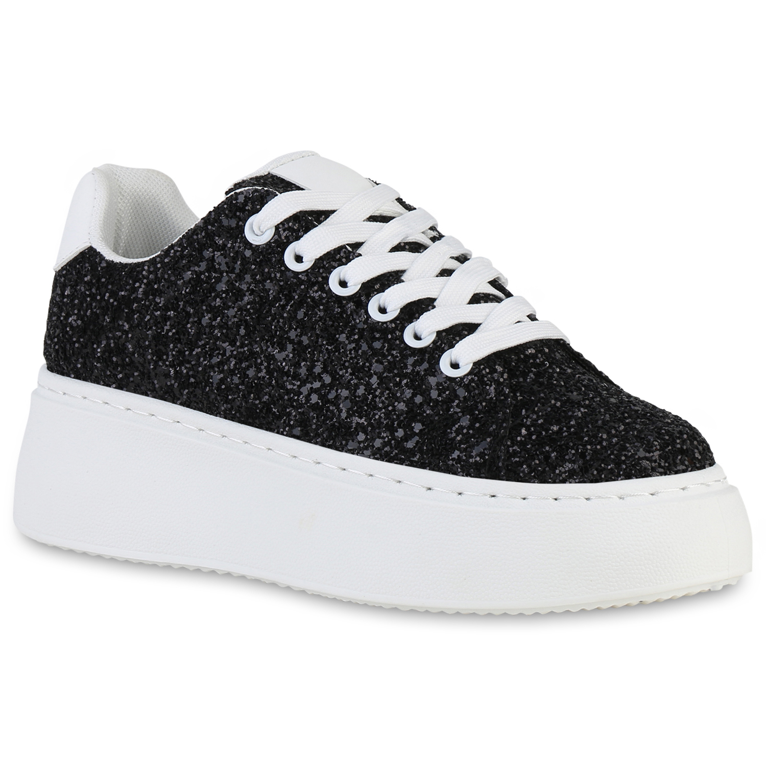 Stilvolle Glitzer Sneaker Schwarz Bild