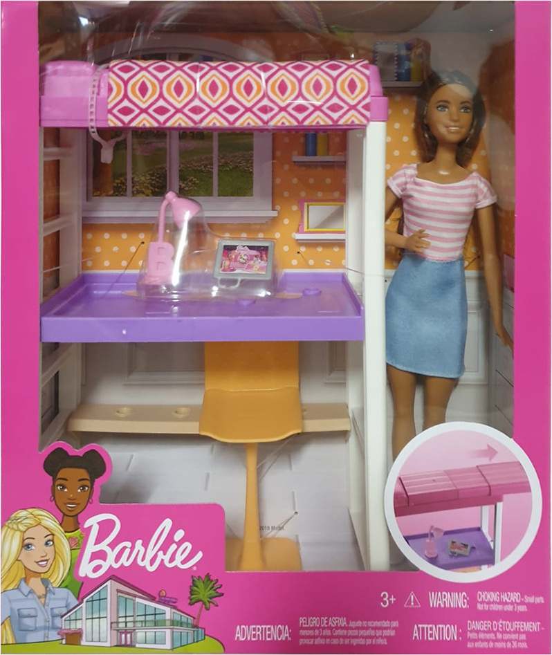 Barbie Deluxe-Set Möbel Hochbett/Tisch und Puppe