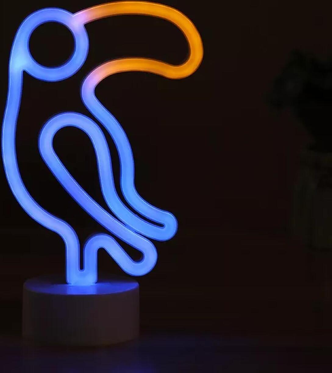 Lampe LED NEON, lampe décorative sur pied, oiseau bleu