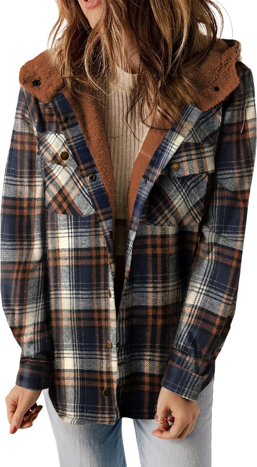 Karierte Jacke Damen Gefuttert