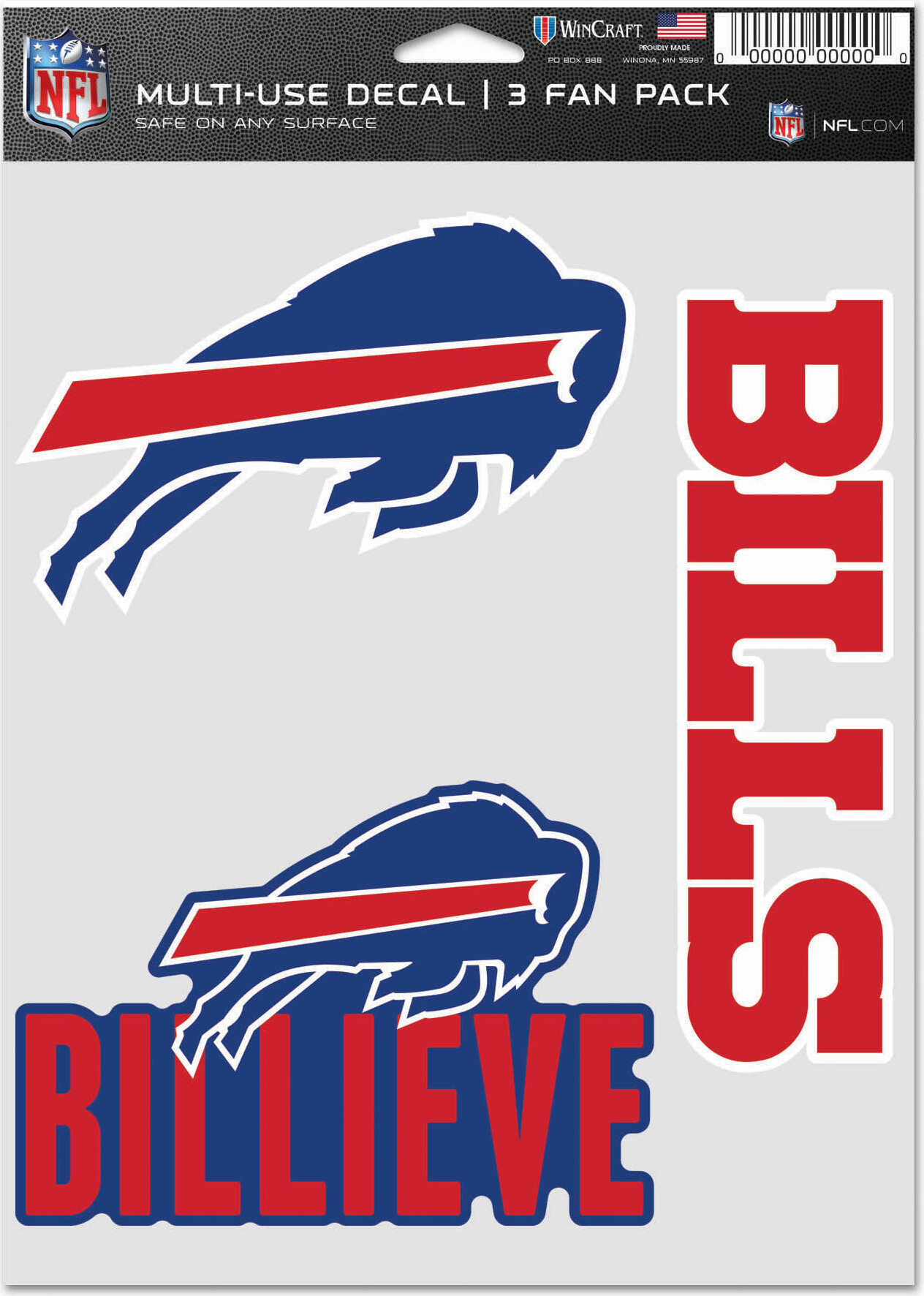NFL Aufkleber Multi-Use 3er Set 20x15cm - Buffalo Bills