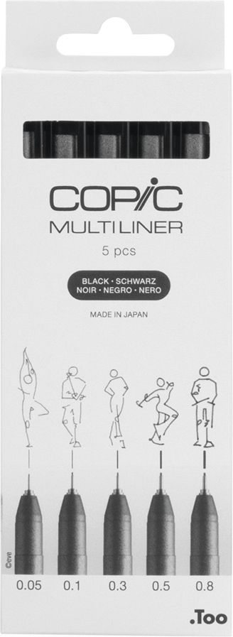 COPIC Fineliner MULTILINER schwarz 5er Set Fineliner