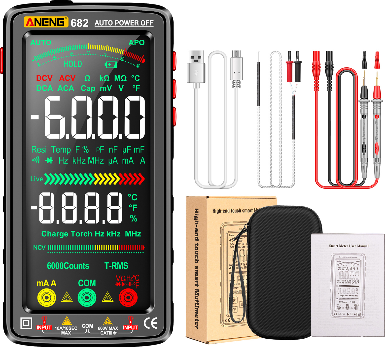 682 Digitálny multimeter - 6000 počítaní, veľký LCD