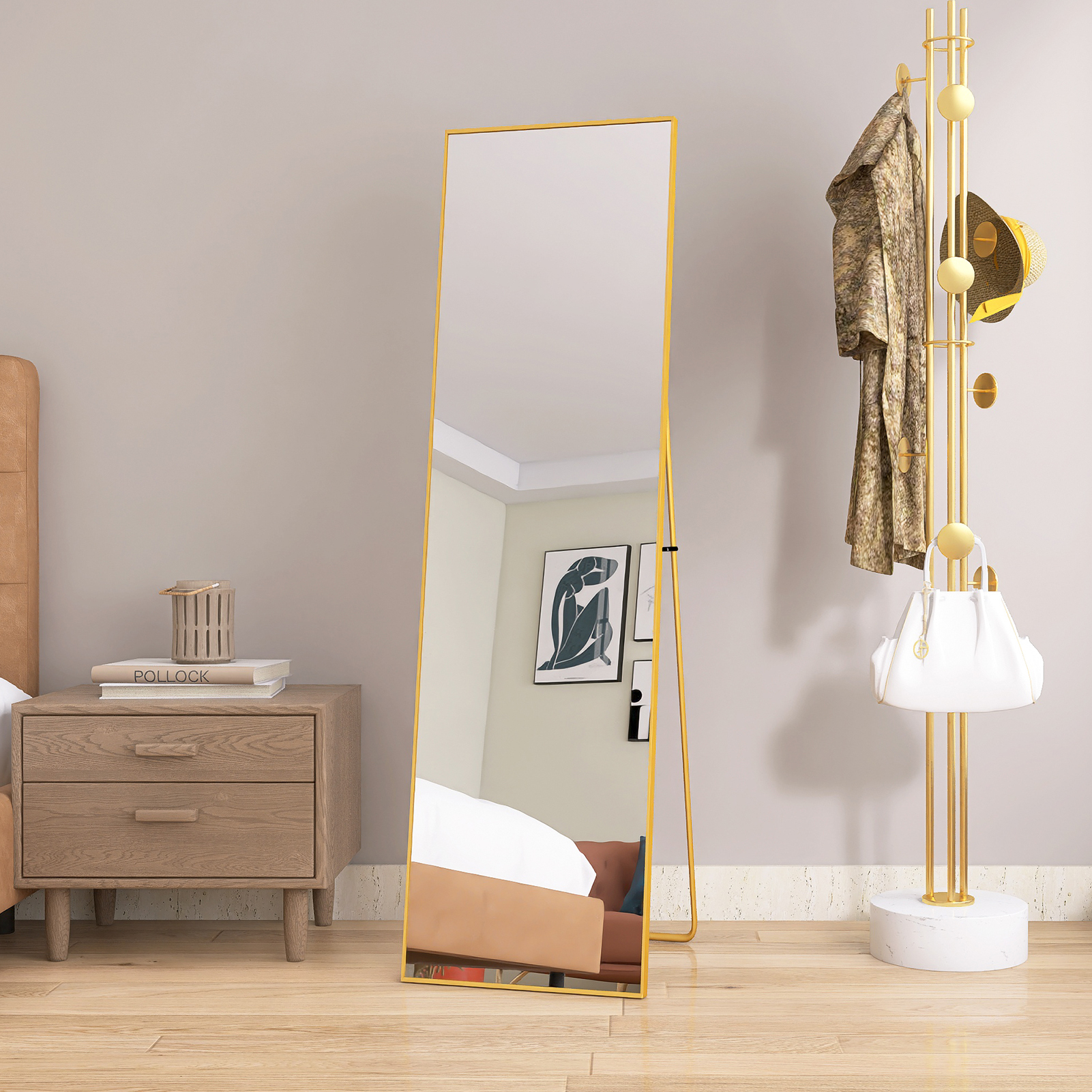 CDGlobal Specchio a figura intera con cornice in metallo