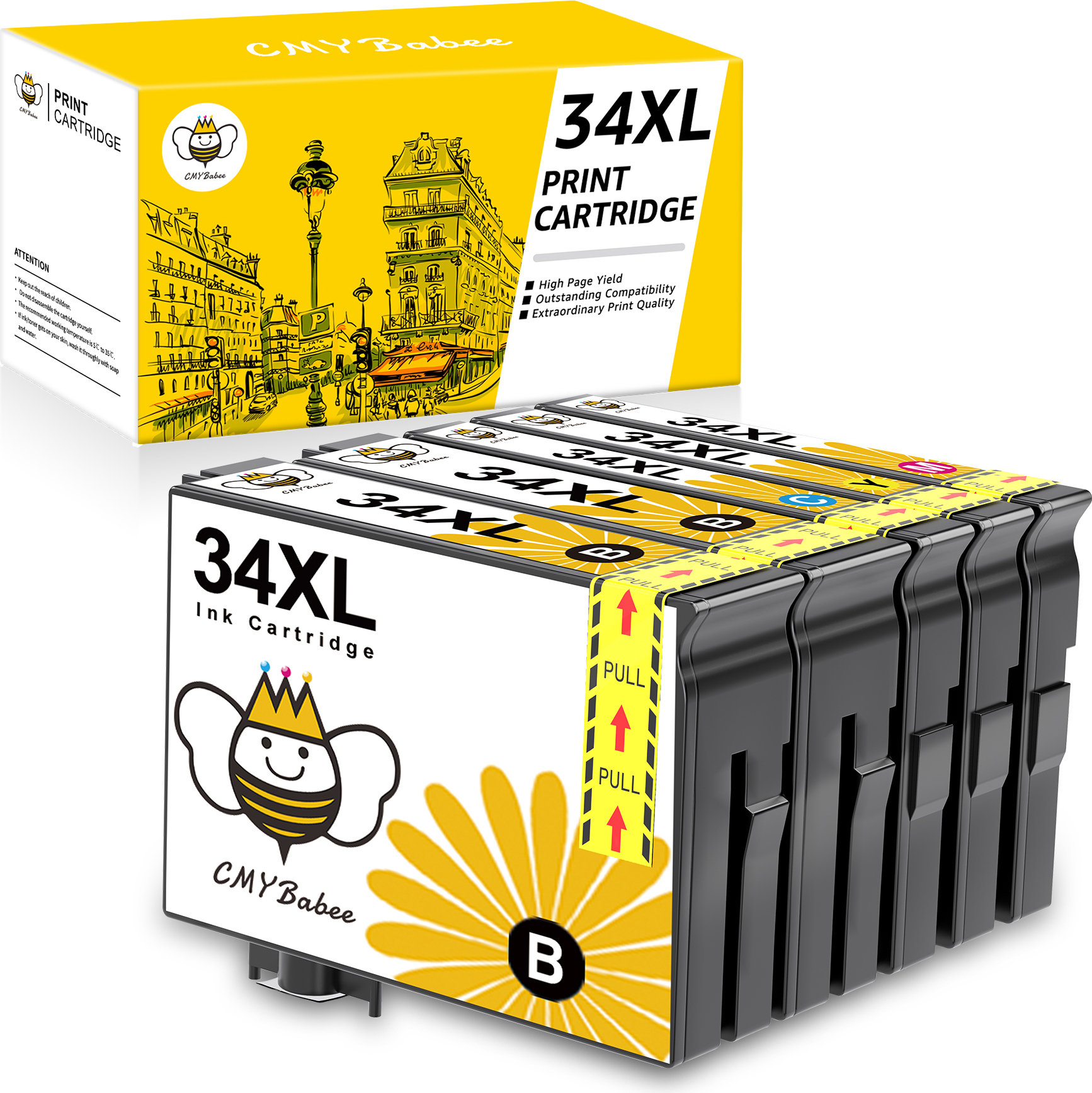 5x 34XL Tintenpatronen kompatibel für Epson 34 Workforce