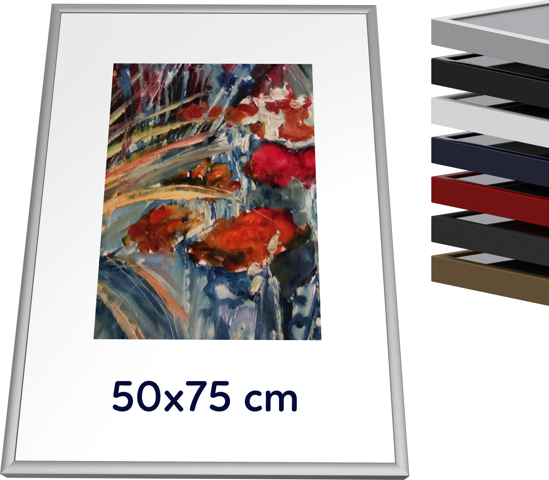 Hochwertiger Metallrahmen 50x75 cm, Weiße Farbe für Bilder,