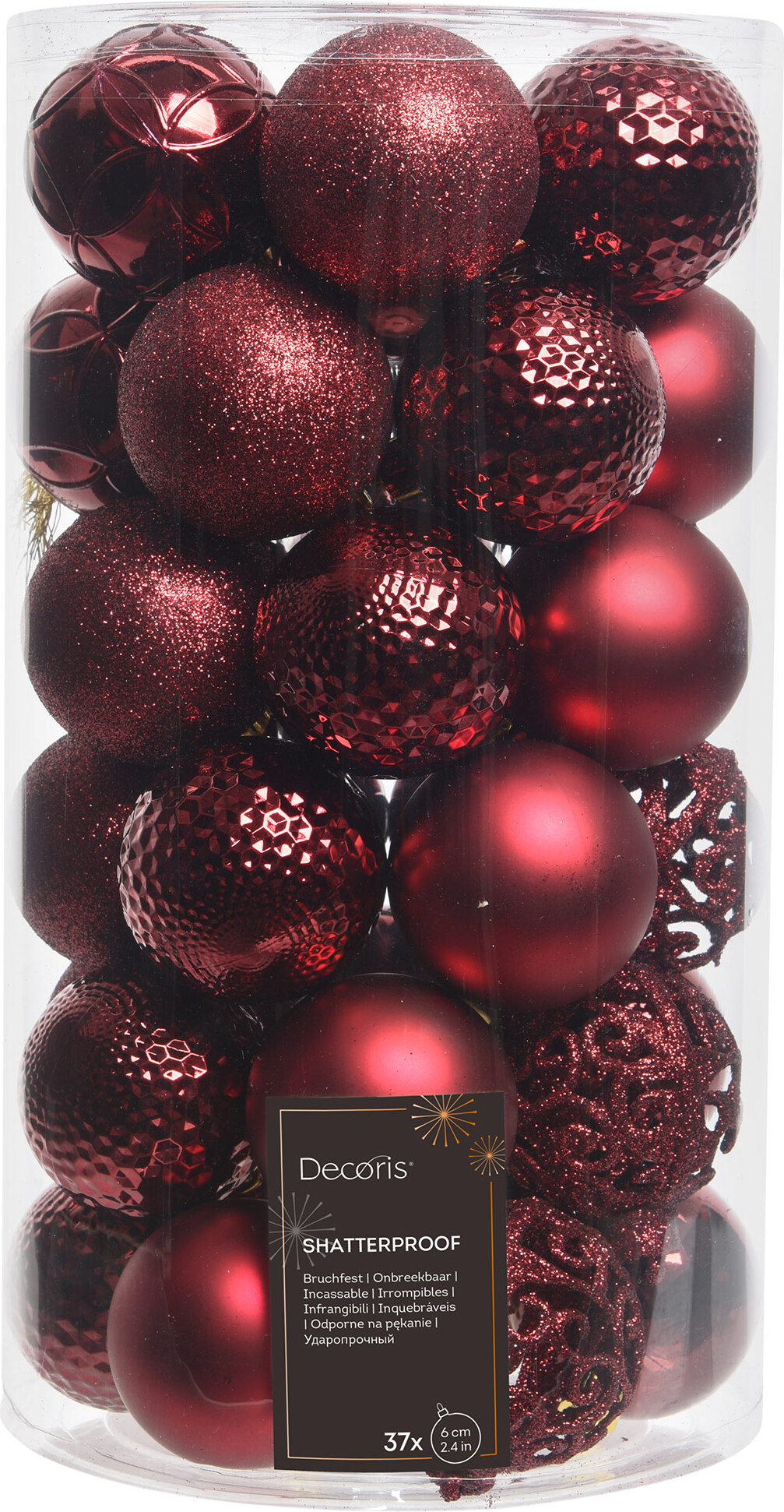 Boules de Noël Ornements en plastique 6cm Set de 37 - Sang