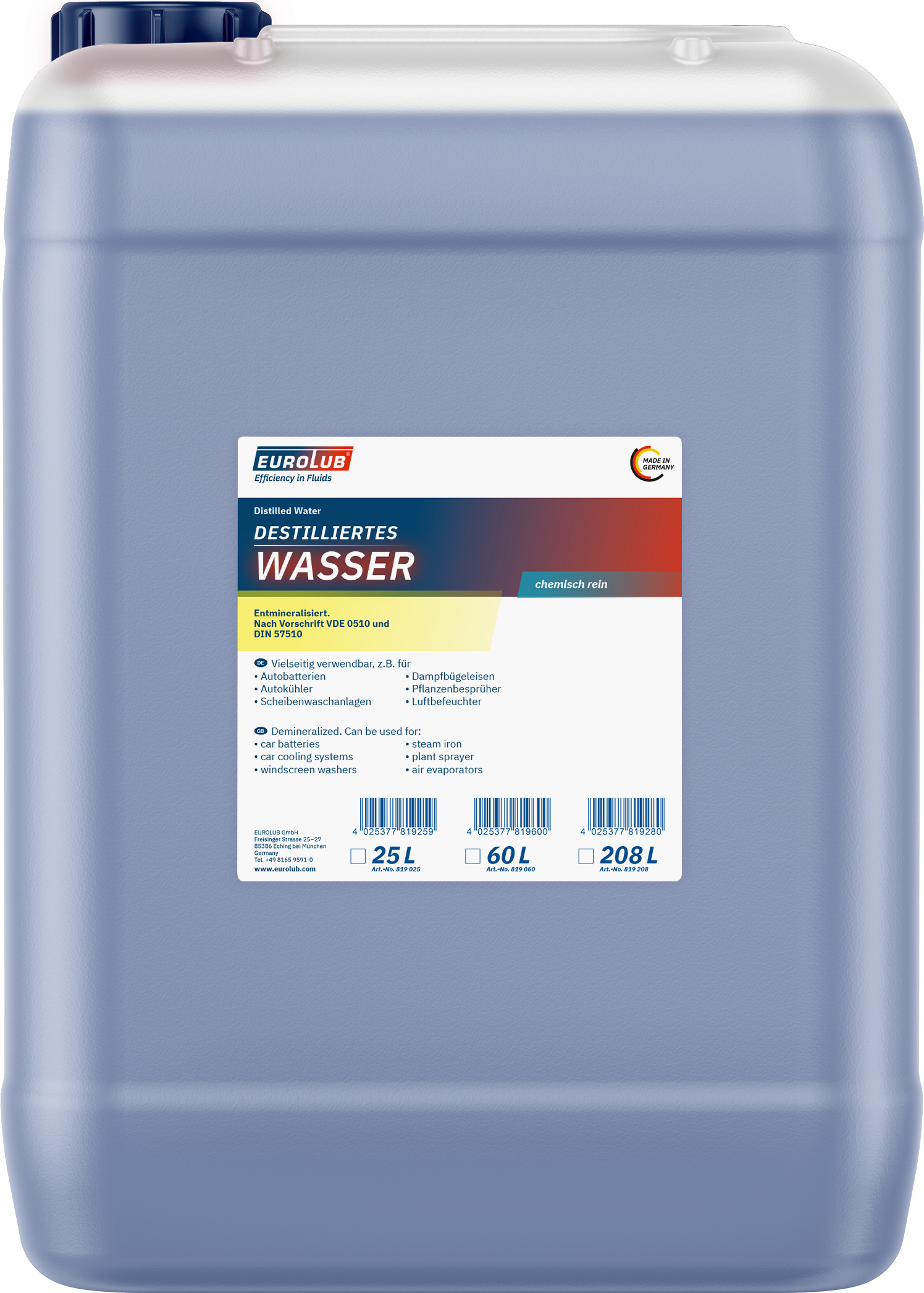 EUROLUB Destilliertes Wasser 25 L | Kaufland.at