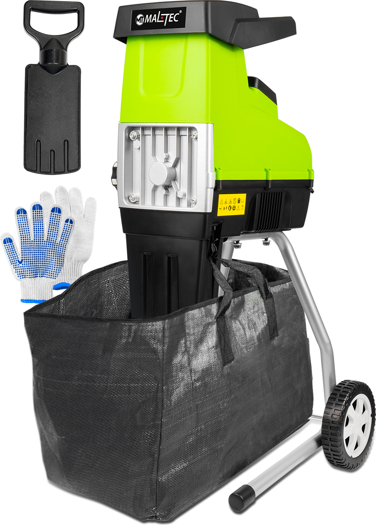 Výkonný zahradní drtič MalTec s válcovým drtičem 3500W,