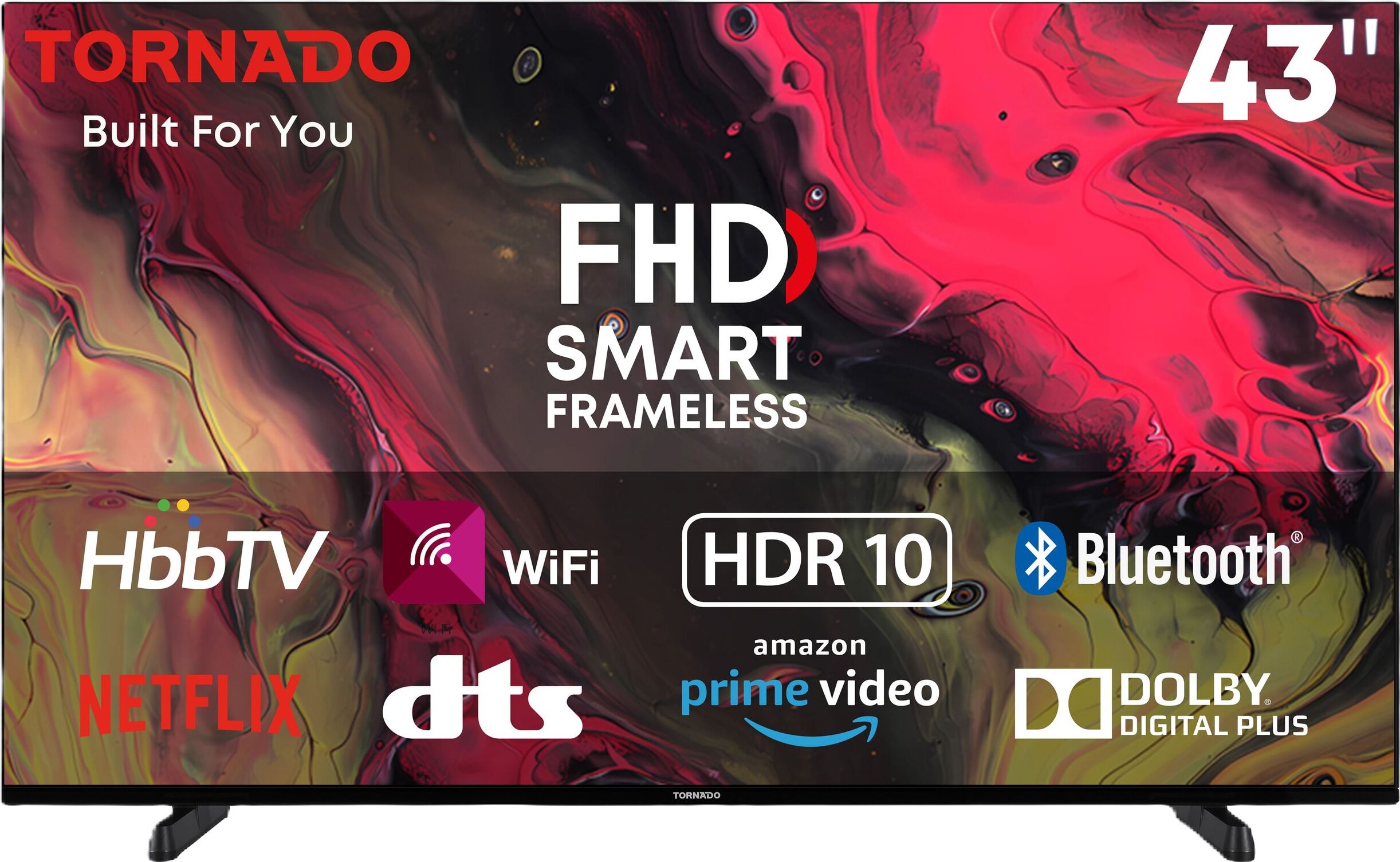 Tornado LINUX Smart TV 43 Zoll FHD, Rahmenlos, mit