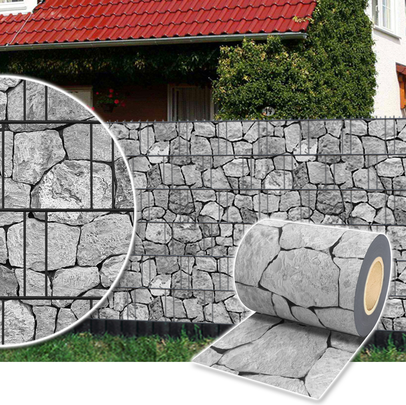 Súkromná zástena na plot Windbreak kamenná sivá