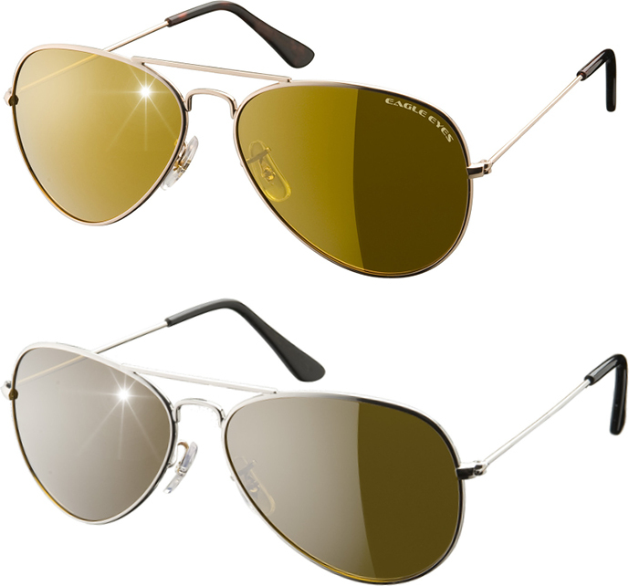 Eagle Eyes - Piloten zonnebril set van 2 - Zilver/goud