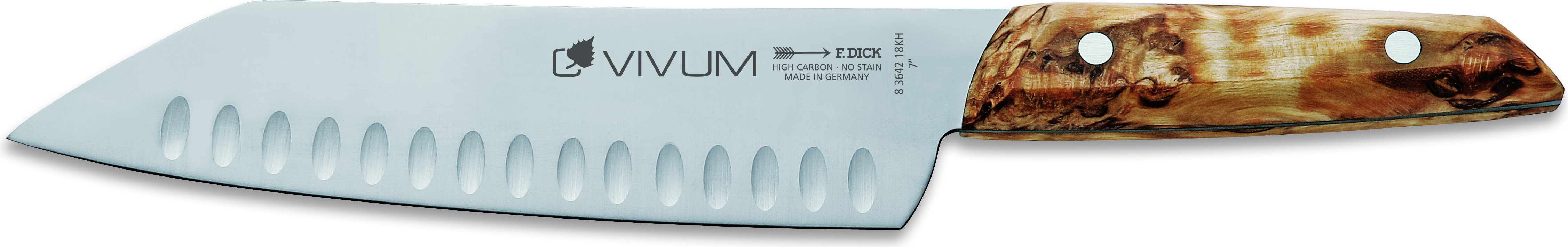 F.DICK Santoku VIVUM mit 18 cm Klinge mit Kullenschliff