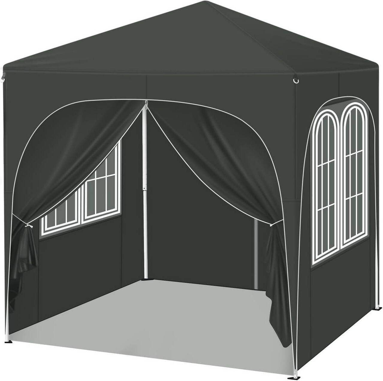 WOLTU Pavillon Faltpavillon 2x2 m mit 4 Seitenwänden Grau