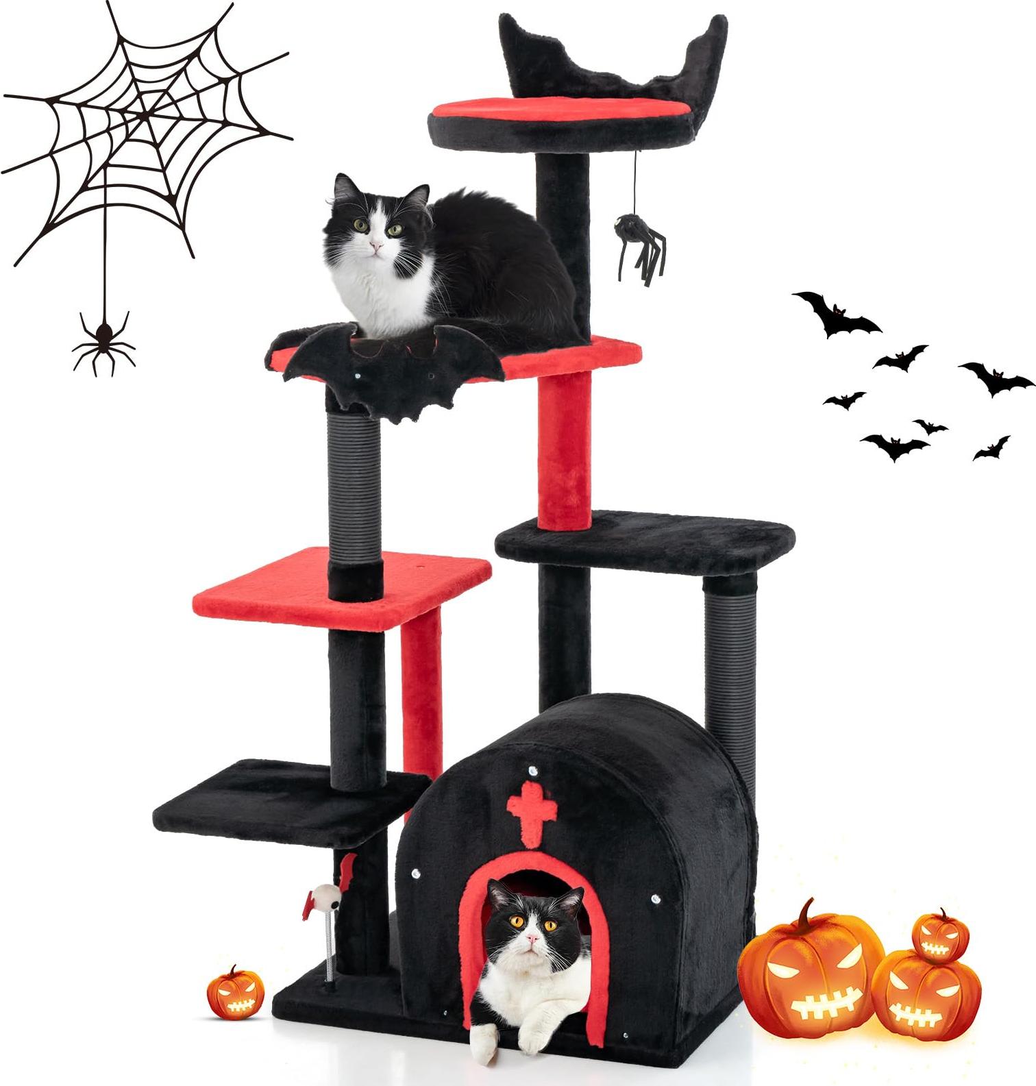 GOPLUS Kratzbaum groß, Gothic Katzenbaum, 6-stöckig mit 3
