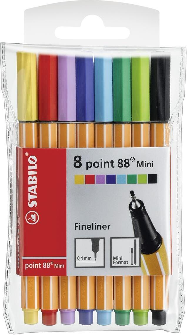 Feutres fins - STABILO point 88 Mini - Pack de 8 - avec 8