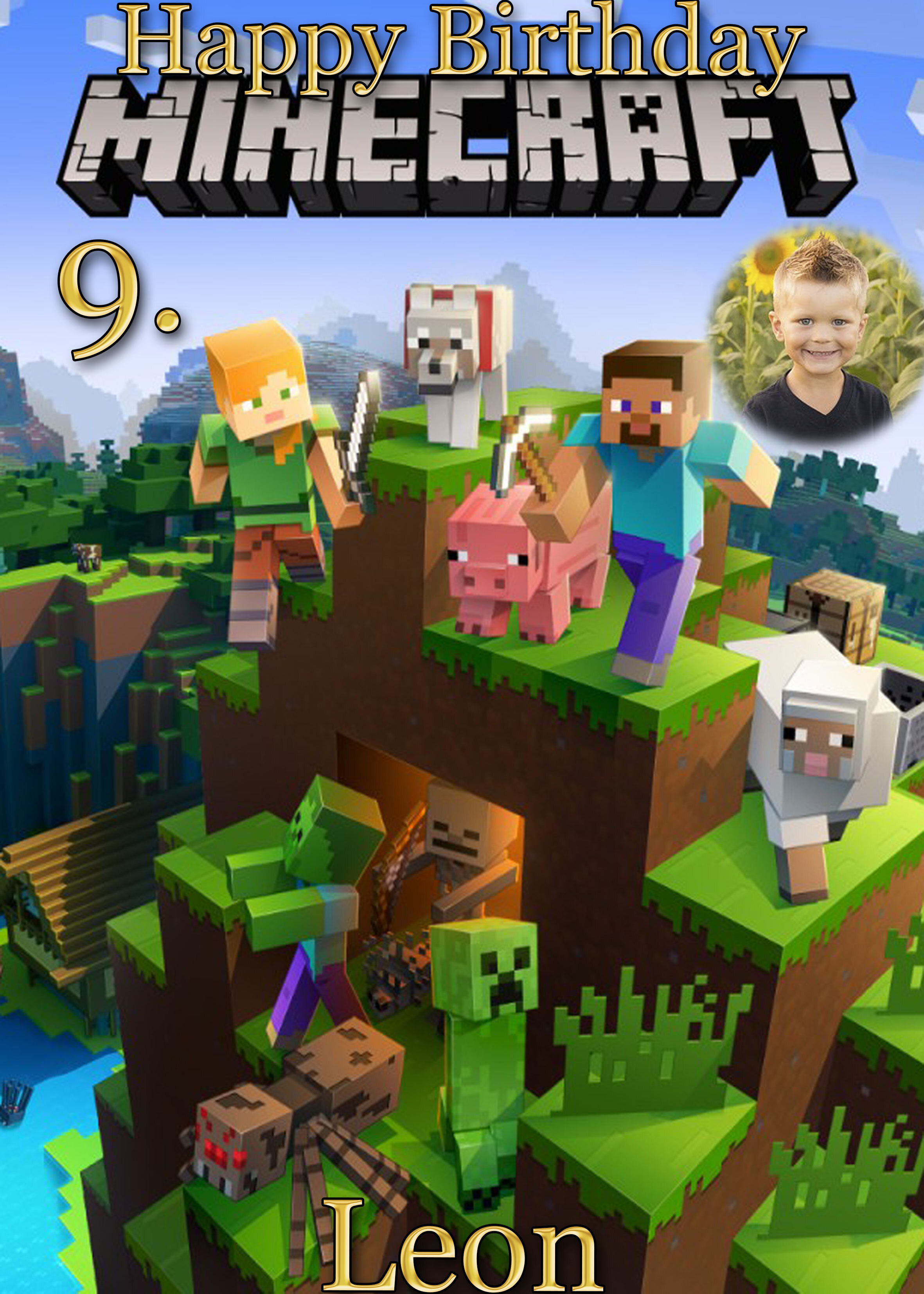 Cake topper Photo cake Obrazek na tort Gamer Minecraft