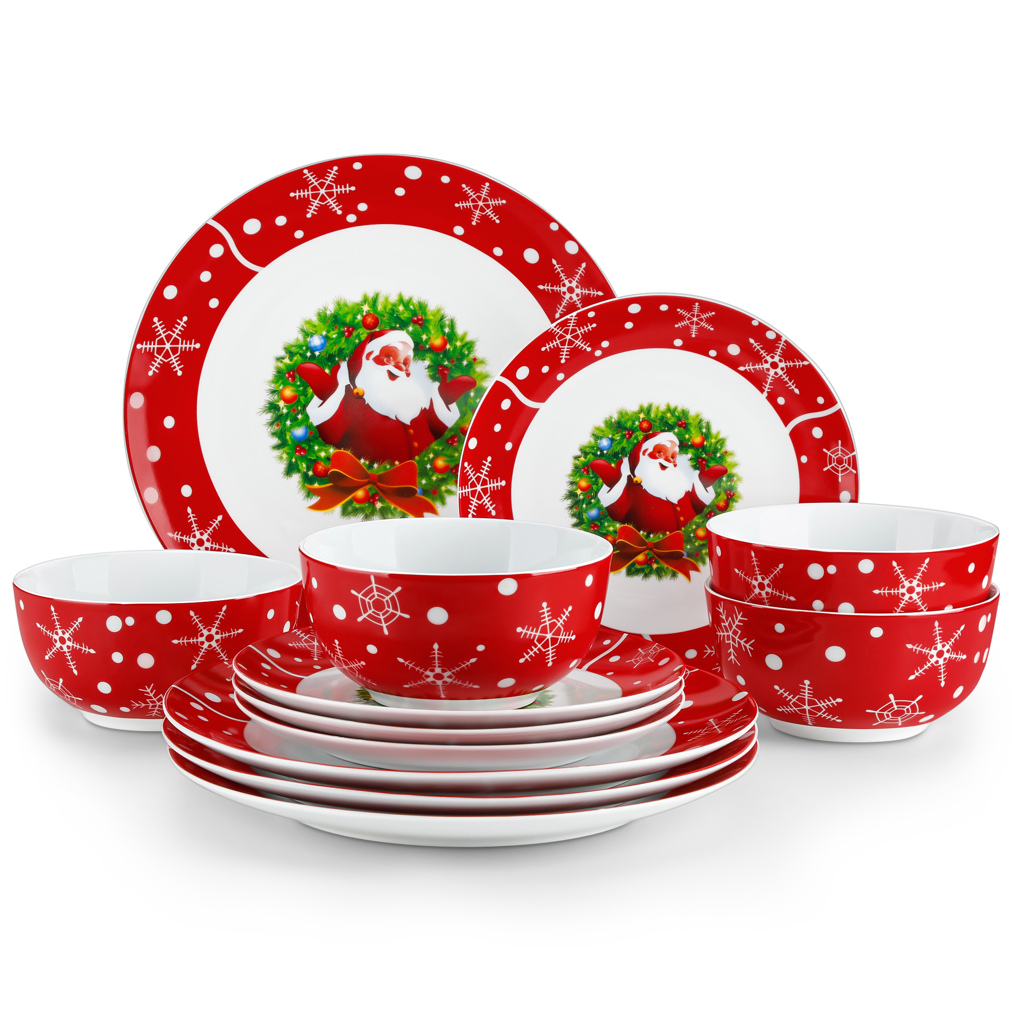 Noël Service de table en porcelaine, 12 pièces de vaisselle