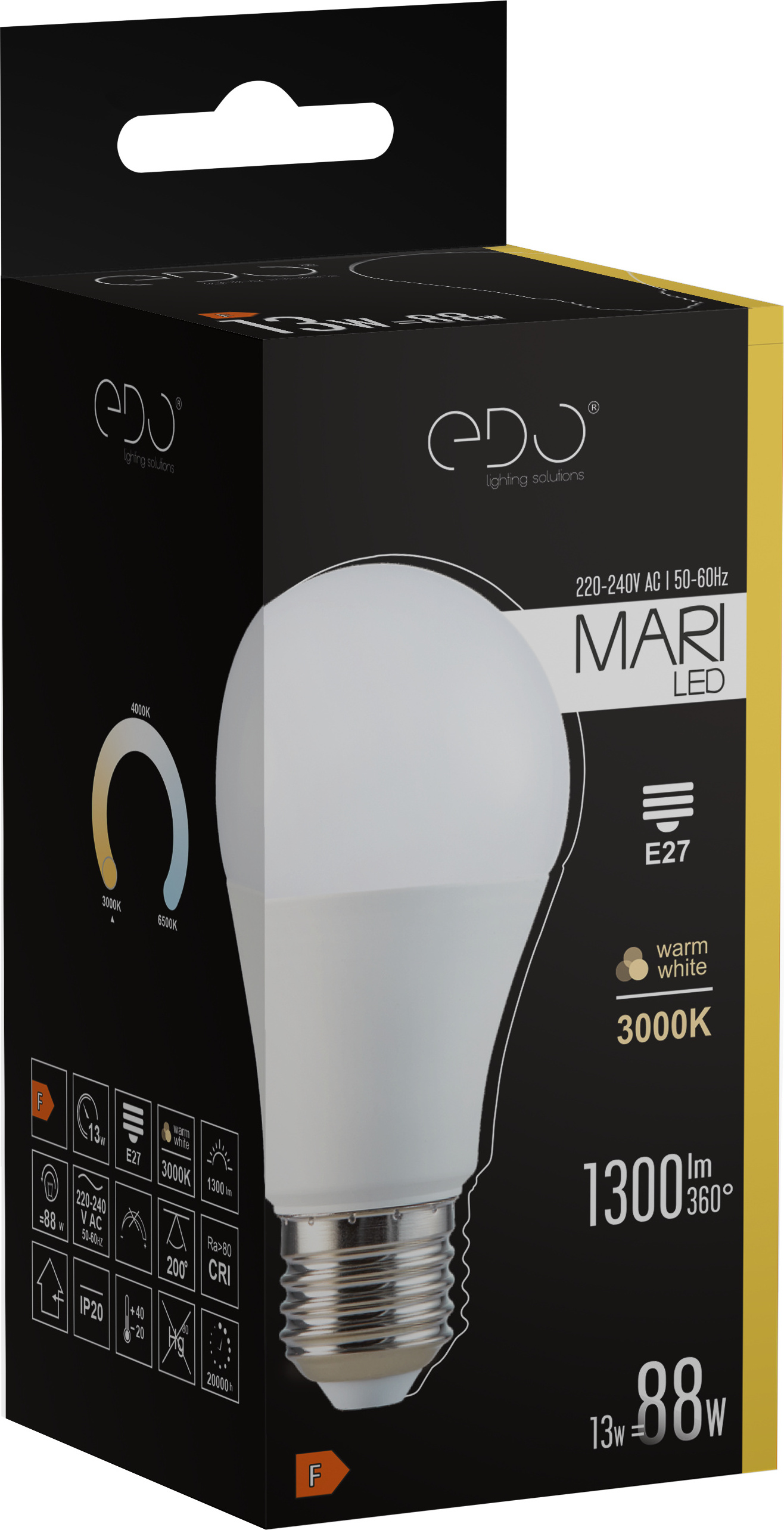MARI LED-Lampe E27 13W 3000K warm WW 1300lm Edo Solutions