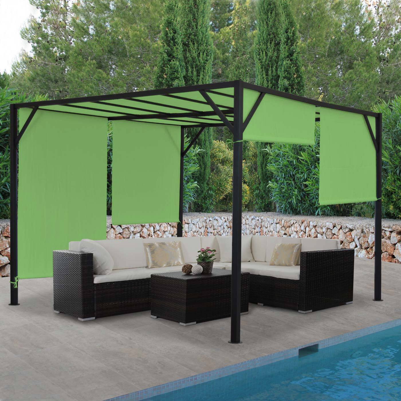 Pergola Baia 4x4m con tetto scorrevole verde