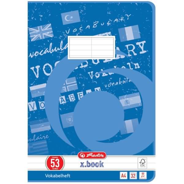 herlitz Cahier de vocabulaire x.book, DIN A4, 2 colonnes,