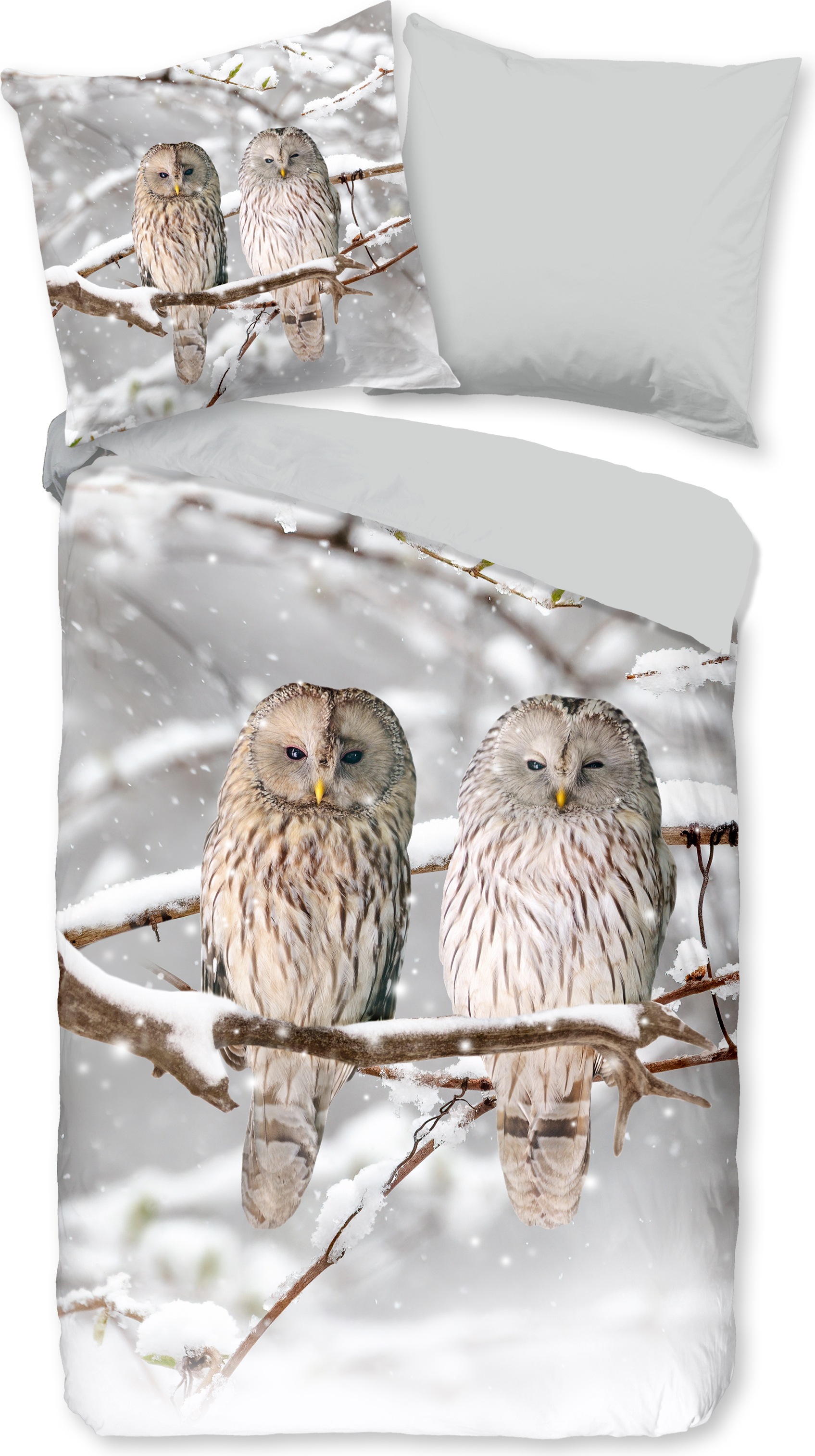 Muller Textil, Bettwäsche Eulen in Winterlandschaft, 100%