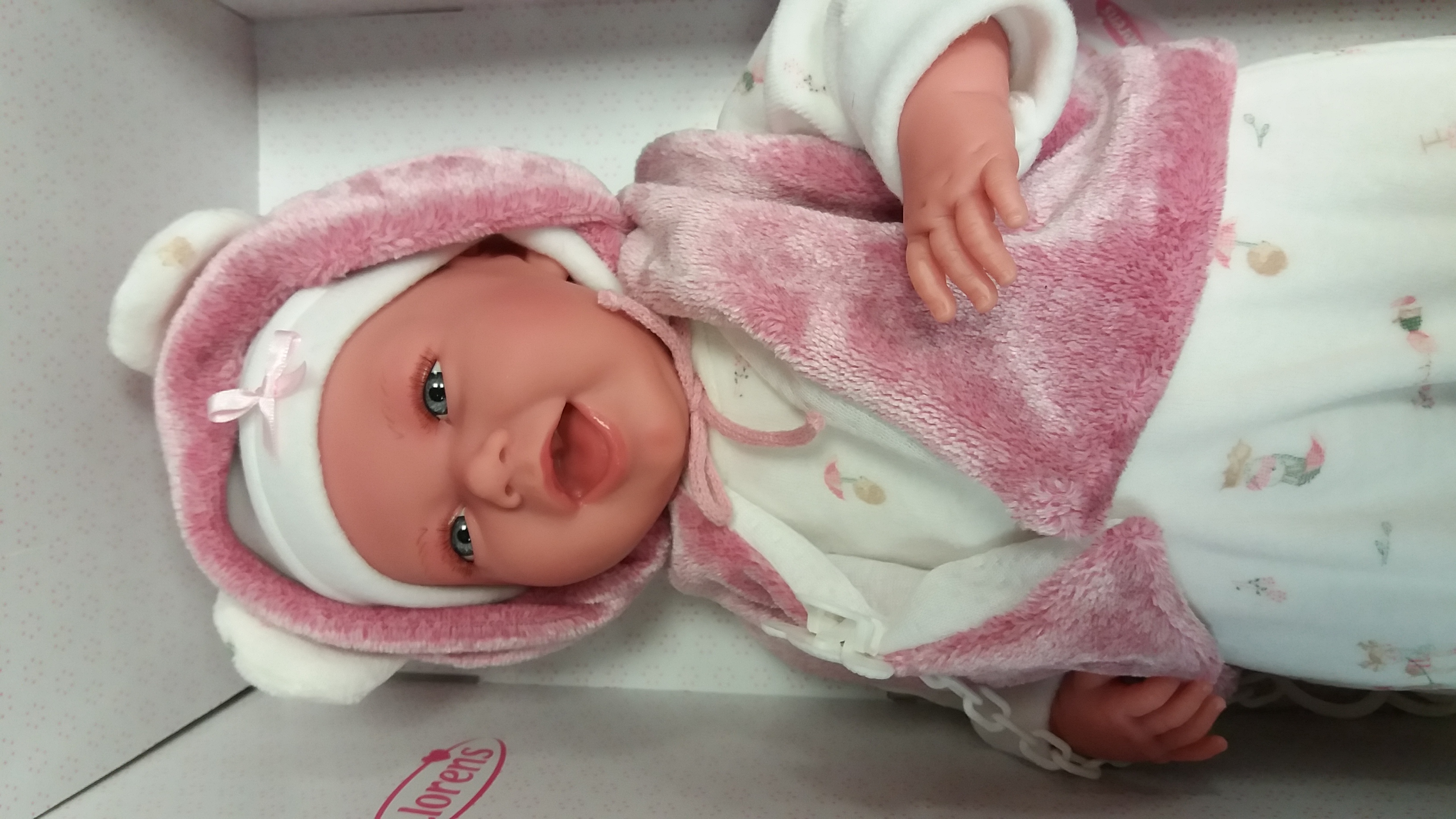 Llorens Śmiejąca się lalka Mimi różowa z dźwiękiem 42 cm