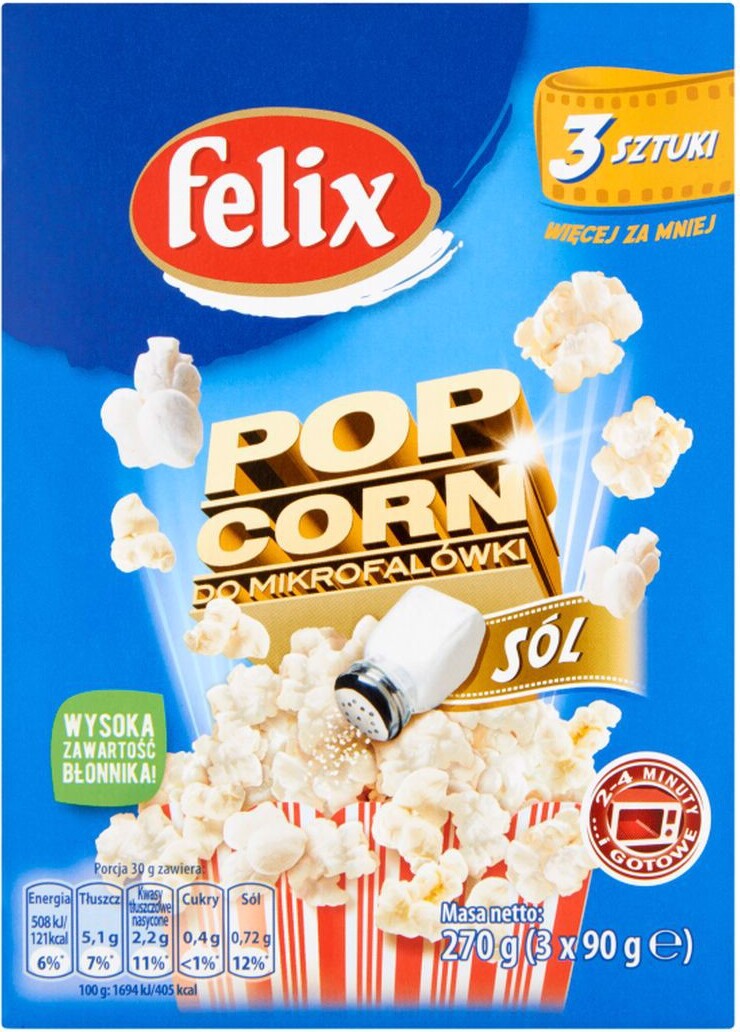 Felix Popcorn Do Mikrofalówki Solony 270 G (3 | Kaufland.pl