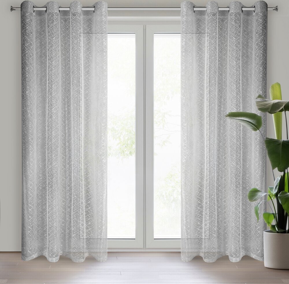 Gardine AMANDA silber 140x250 cm Ösen Ösenvorhang