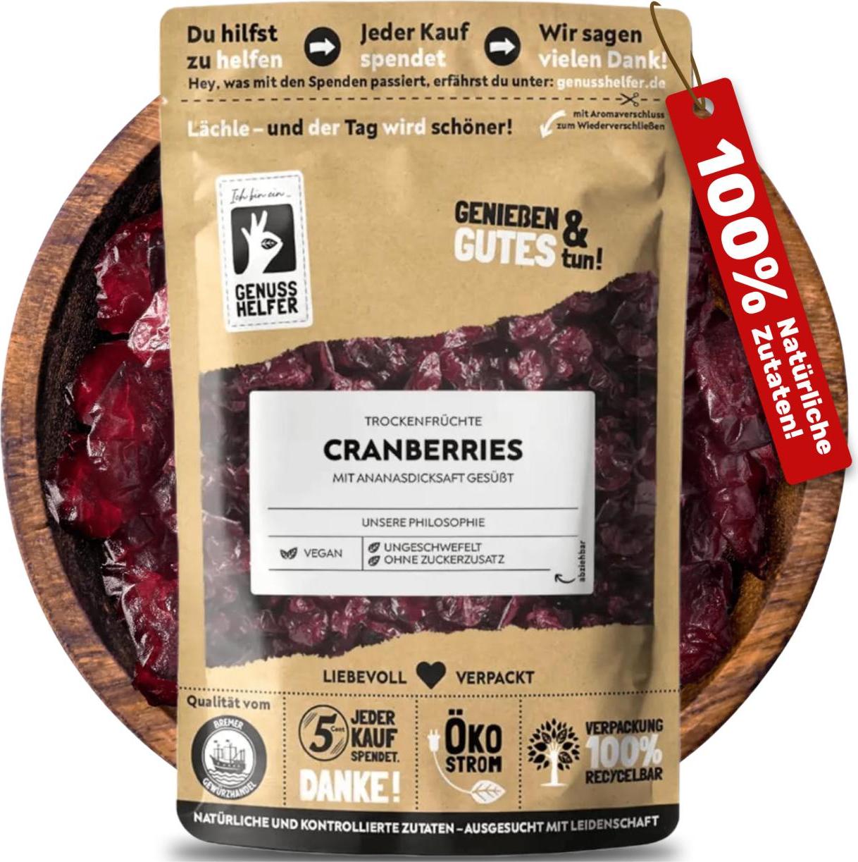 Cranberry getrocknet - aromatische Früchte mit Fruchtsaft,