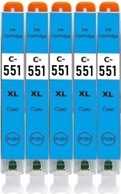 5 x cartouches compatibles avec Canon CLI-551 Cyan XL pour