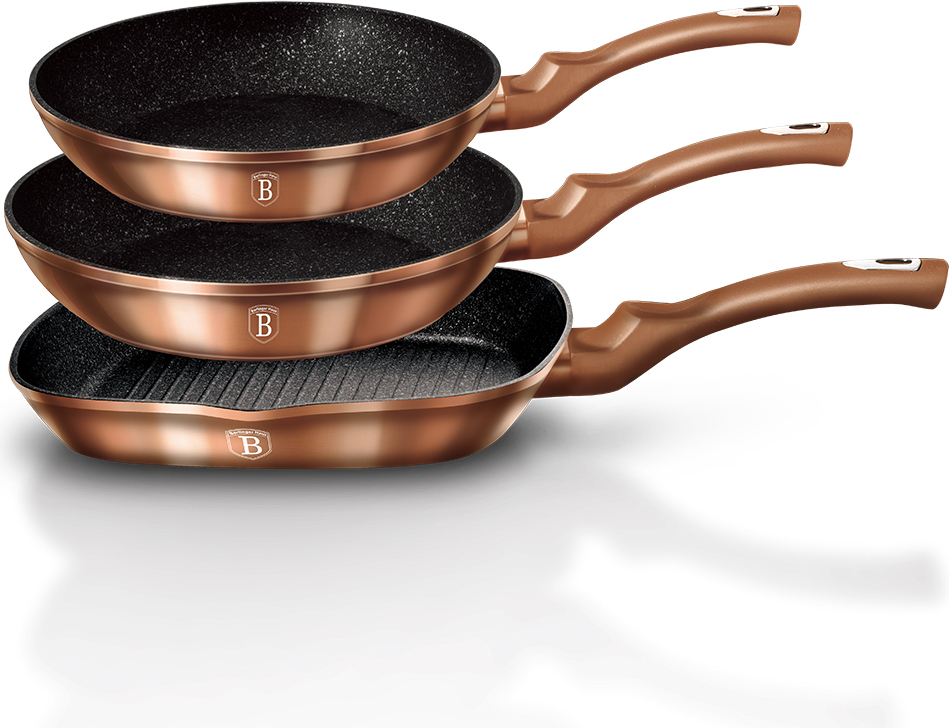 Gotowanie Berlinger Haus zestaw 3 patelni granitowych 20 24