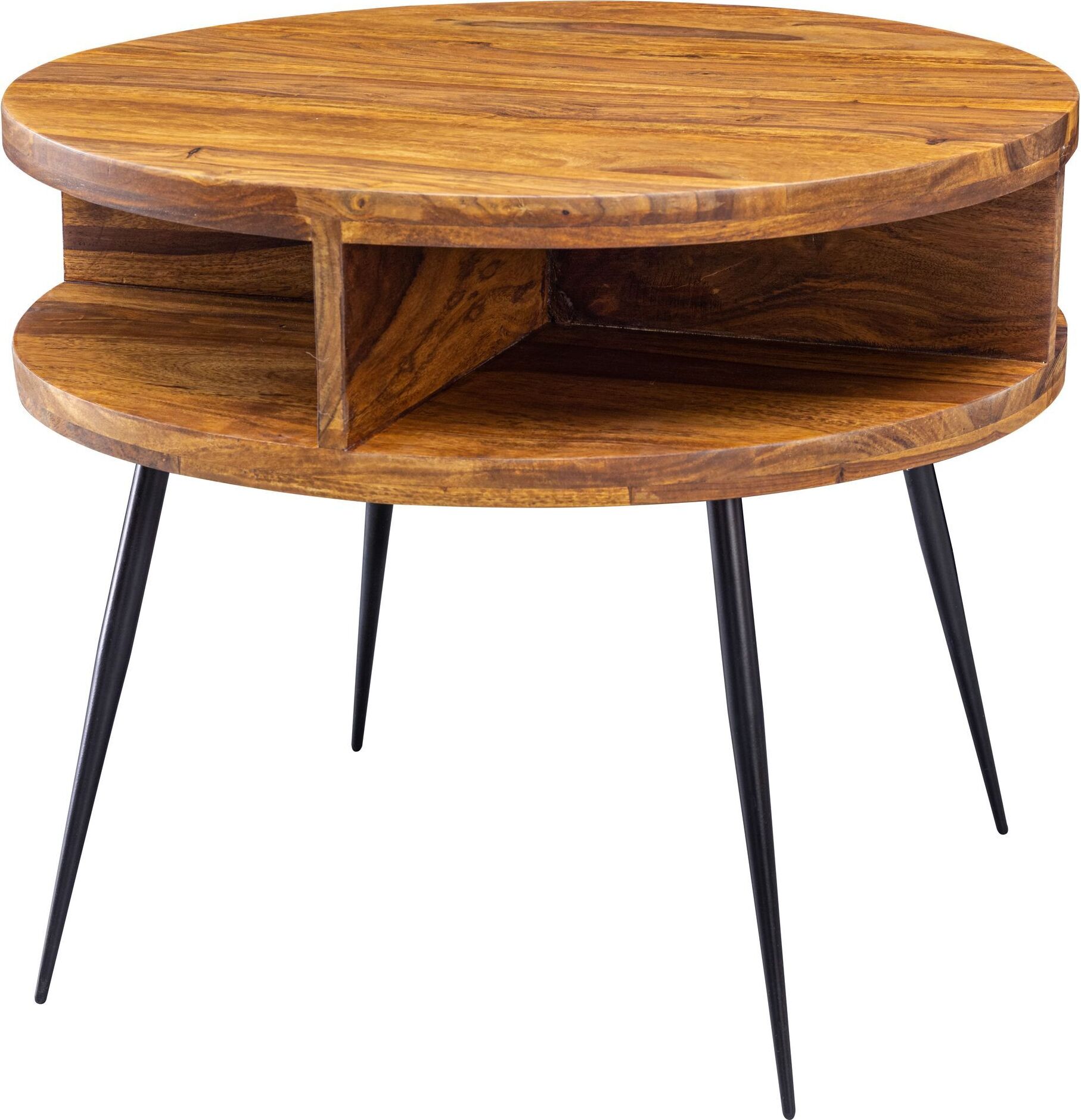 WOHNLING Table basse Sheesham bois massif / métal 60x45x60