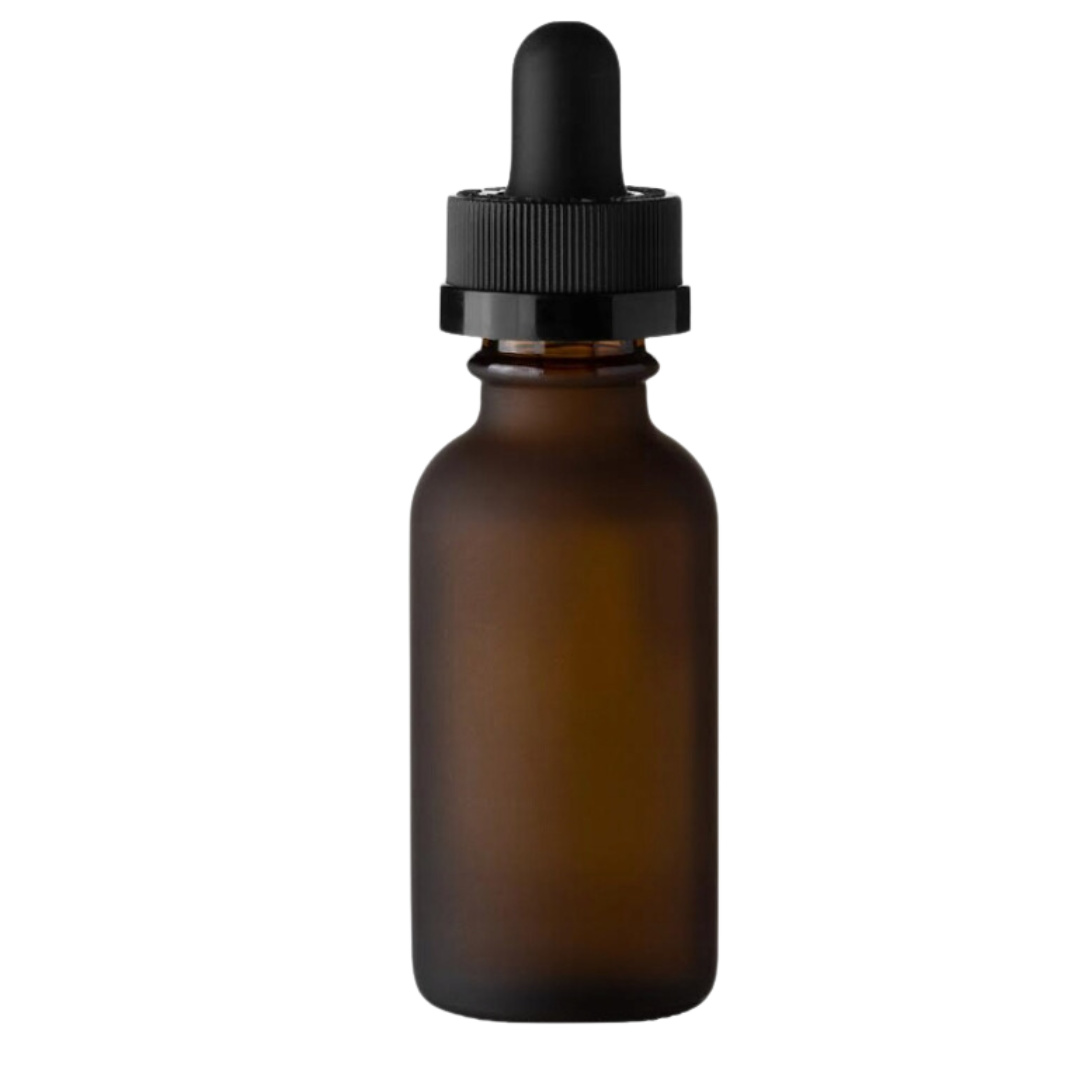 Bottiglia di vetro da 30 ml, marrone con pipetta nera