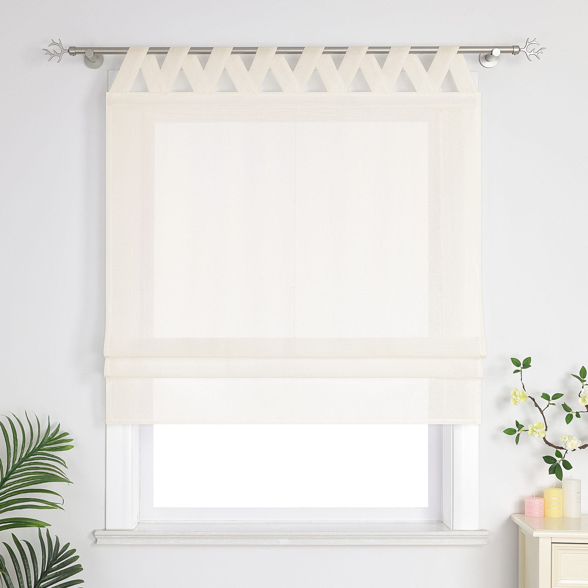 delien Raffrollo, Beige, BxH 100x140 cm, halbtransparent,