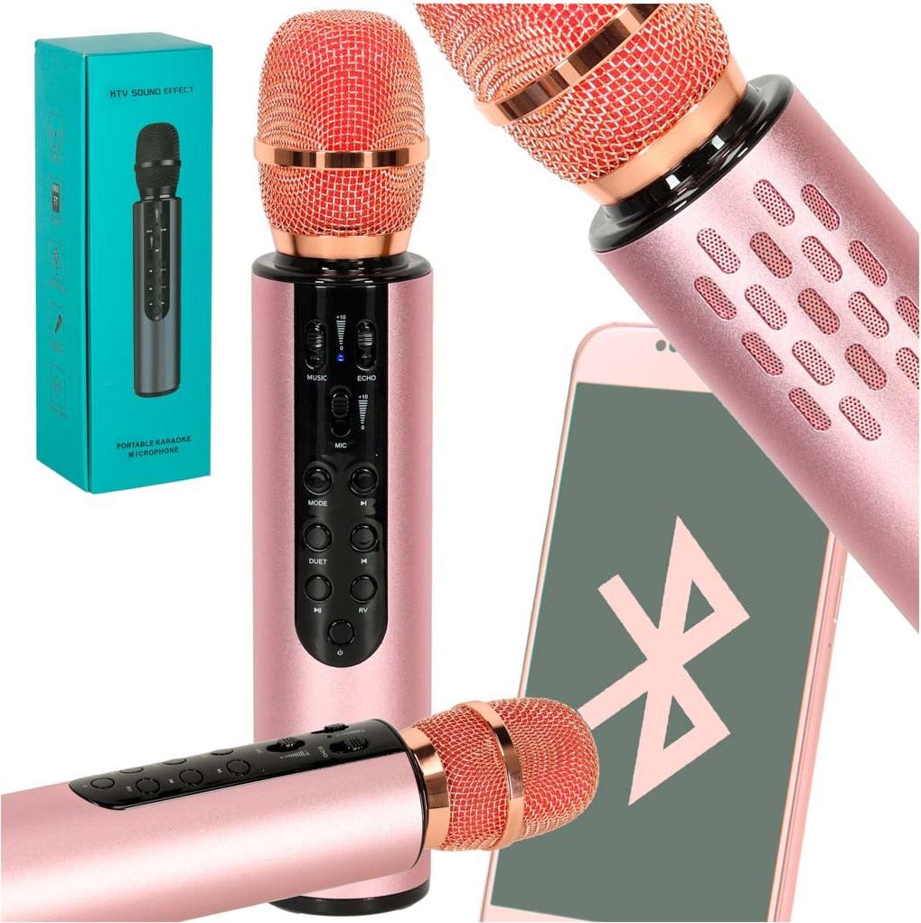 Microphone sans fil Bluetooth karaoké rose Microphones
