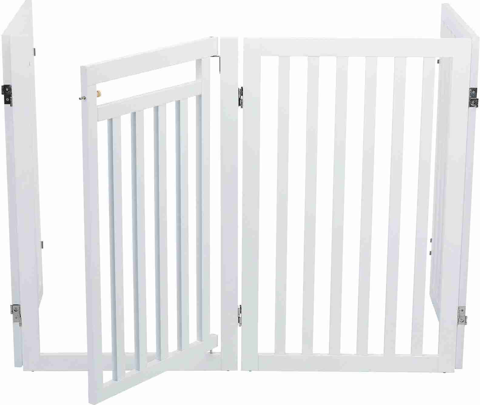 Ohrada pre psov s dvierkami, 4-dielna 60-160 × 81 cm biela